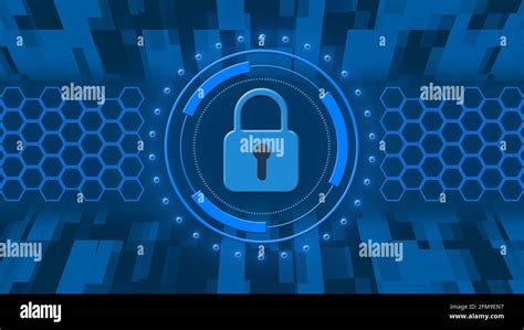 Cyber Security Concept Closed Padlock In Hud Elements Abstract