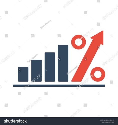 Histogram Chart Rising Percent Arrow Vector Stock Vector Royalty Free