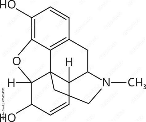Grafika Wektorowa Stock Morphine Drug Molecule And Formula Chemical Structure Of Opiate