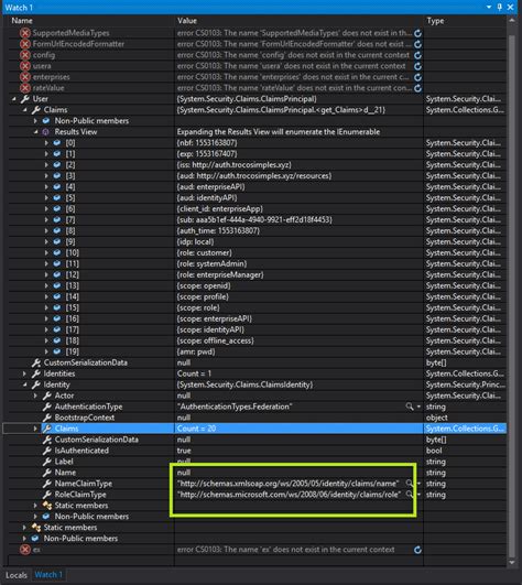 Identity Aspnet Core Settings `nameclaimtype` And