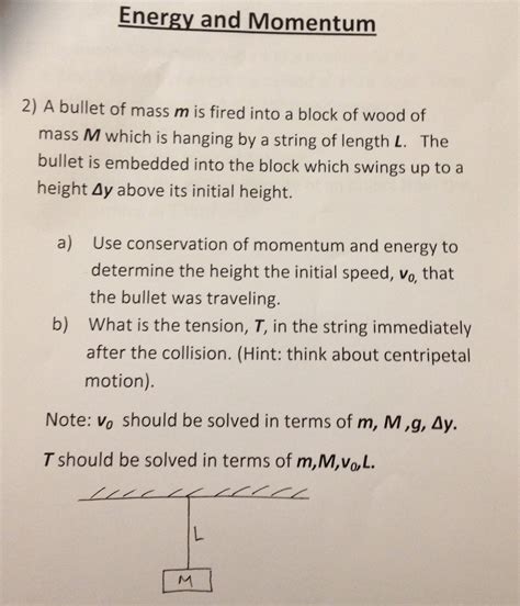 Solved A Bullet Of Mass M Is Fired Into A Block Of Wood Of