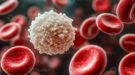 A White Blood Cell With A Granular Surface Surrounded By Many Smooth