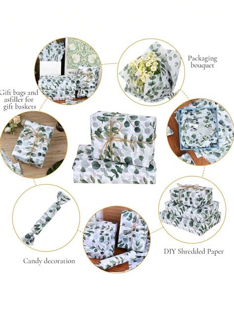 25pcs Leaf Pattern Tissue Paper Green Plant Wrapping Paper For Diy