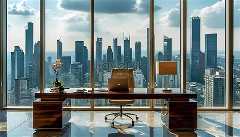 ảnh Luxurious Executive Office With Stunning City Skyline View Tải
