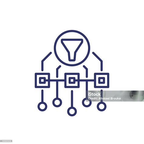 Data Filtering Line Icon With Funnel Stock Illustration Download Image Now Content