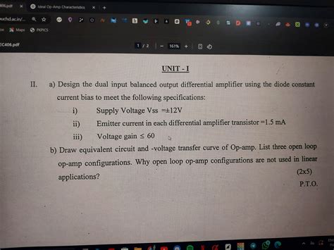 Unit I Ii A Design The Dual Input Balanced Output Differential