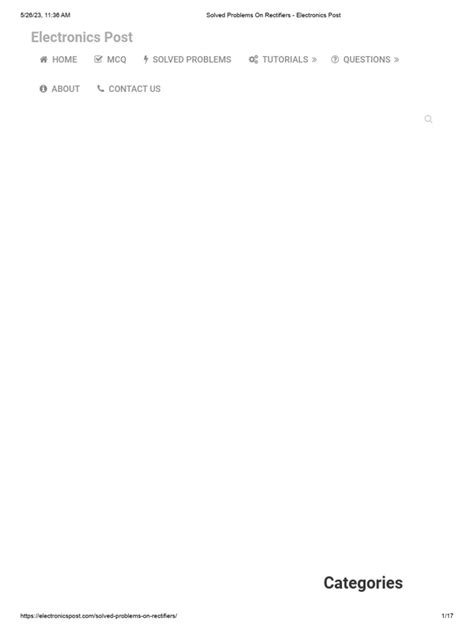 Unit 4 Solved Problems On Rectifiers Electronics Post Pdf Rectifier Diode