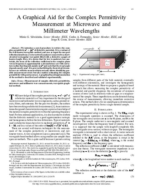 Pdf A Graphical Aid For The Complex Permittivity Measurement At Microwave And Millimeter
