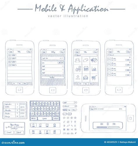 Mobile Application Concept Sketch Drawing Vector Stock Vector Illustration Of Vector Business