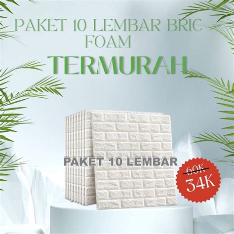 Jual Paket 10pcs Wallpaper Dinding 3d Wallpaper Bata Putih Brickfoam