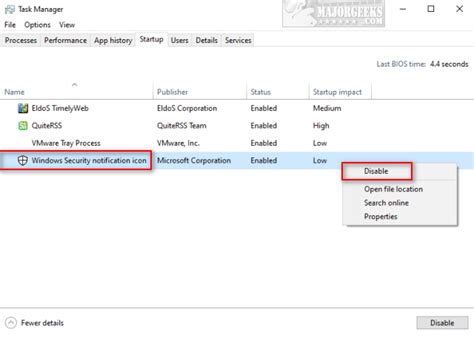 how to hide the windows 10 windows security tray icon majorgeeks