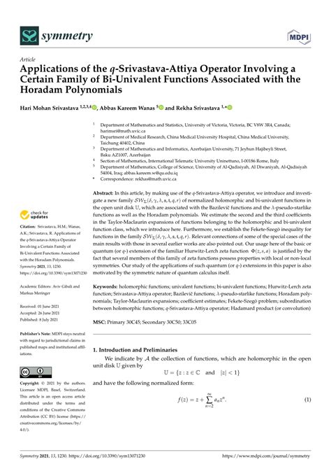 Pdf Applications Of The Q Srivastava Attiya Operator Involving A