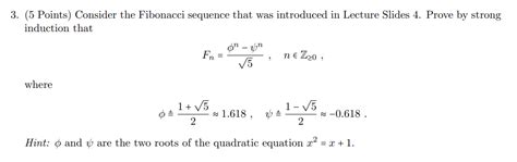Solved Points Consider The Fibonacci Sequence That Chegg