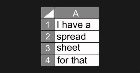 I Have A Spreadsheet For That Funny Data Nerd Novelty T I Have A Spreadsheet For That