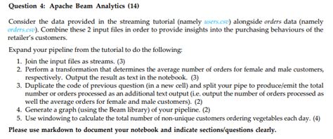 Question Apache Beam Analytics Consider The Chegg Com
