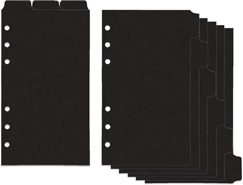 2 Set A6 Binder Dividers Black Plastic Index Divider Blank
