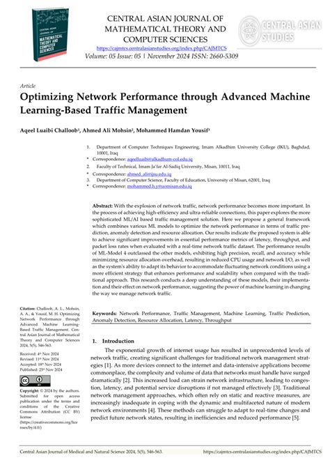 Pdf Optimizing Network Performance Through Advanced Machine Learning