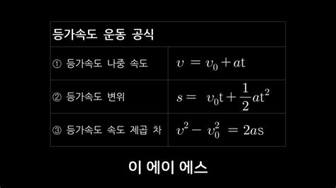 변리사물리공식01역학01등가속도03등가속도운동공식 youtube