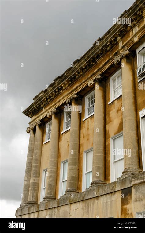 Detail Of Columns Of Giant Order At Curved Georgian Classic Residential