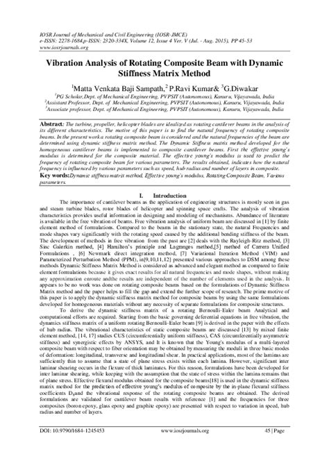 Pdf Vibration Analysis Of Rotating Composite Beam With Dynamic Stiffness Matrix Method