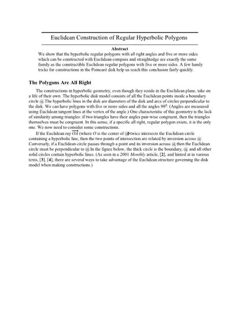 Euclidean Construction Of Regular Hyperbolic Polygons Docslib