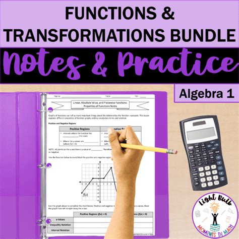 Functions And Transformations Guided Notes And Worksheets Bundle