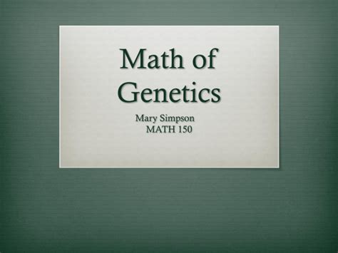 Math Of Genetics