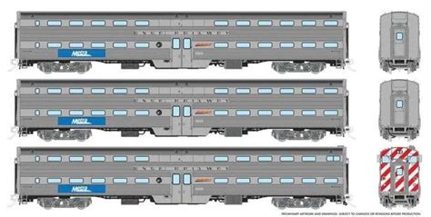 Rapido Budd Gallery Bi Level Commuter Cab Coach And 2 Coach Set Ready