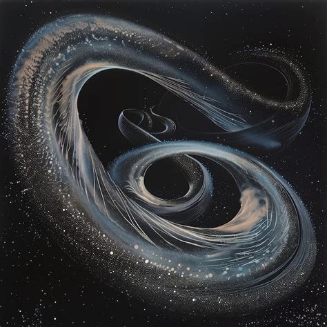 Stylized Drawing Depicting The Gravitational Waves Emanating From A Black Hole Collision
