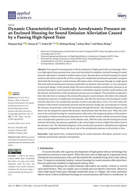 Pdf Dynamic Characteristics Of Unsteady Aerodynamic Pressure On An