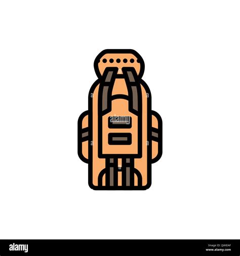 Hiking Backpack Line Color Icon Isolated Vector Element Outline Pictogram For Web Page Mobile