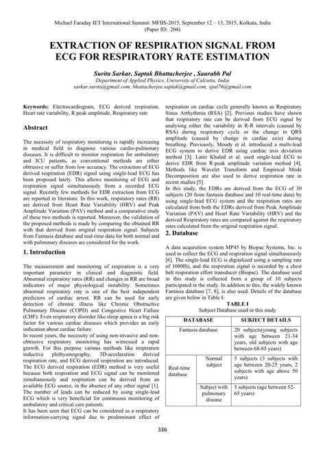 Pdf Extraction Of Respiration Signal From Ecg For Respiratory Rate