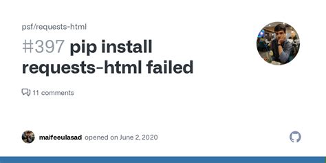 pip install requests html failed · issue 397 · psf requests html · github