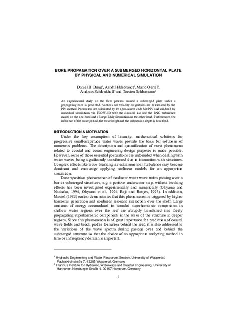 Pdf Bore Propagation Over A Submerged Horizontal Plate By Physical