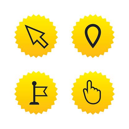 Mouse Cursor Icon Hand Or Flag Pointer Symbols Stock Vector Royalty