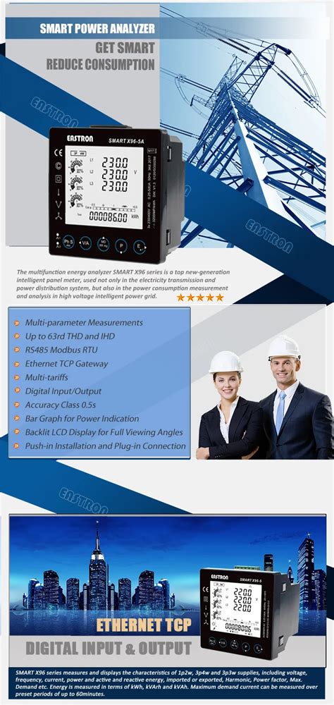 Smart X96 Ethernet Tcp Ip Smart Power Analyzer Rs485 Modbus Power Meter
