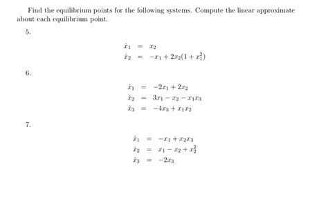 Solved Find The Equilibrium Points For The Following Chegg