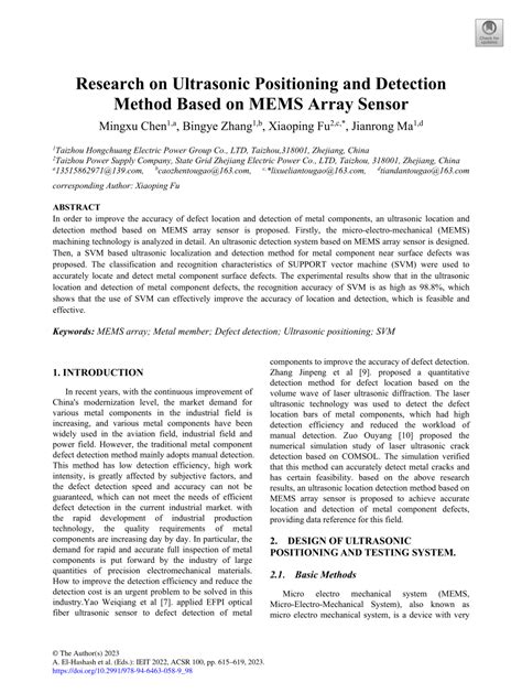 Pdf Research On Ultrasonic Positioning And Detection Method Based On