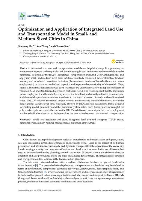 Pdf Optimization And Application Of Integrated Land Use And Transportation Model In Small And