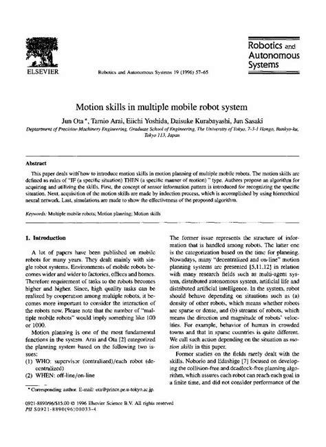 Pdf Motion Skills In Multiple Mobile Robot System Dokumentips