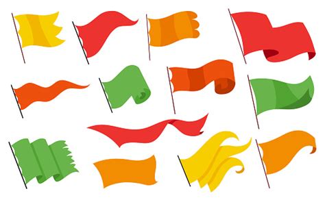 깃발을 흔들며 흰색 배경에 색상 플래그 템플릿 의 집합입니다 기호를 흔들며 국기 배너 디자인 요소입니다 모형 컬렉션 개념에 대한 스톡 벡터 아트 및 기타 이미지 Istock