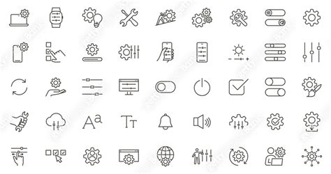 Settings Customization And Setup Thin Line Icon Set System And Device Adjustment Graphic