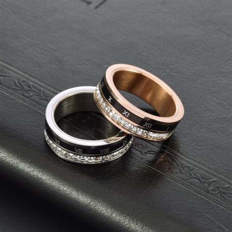 Stainless Steel Roman Numerals Rotatable Single Row Square Diamond On OnBuy
