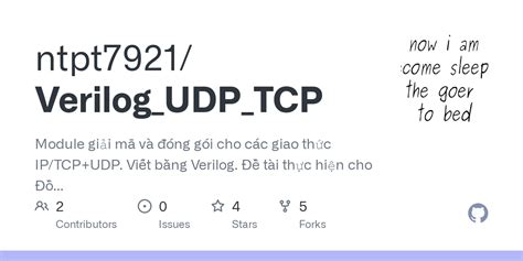 GitHub ntpt Verilog UDP TCP Module giải mã và đóng gói cho các giao thức IP TCP UDP Viết