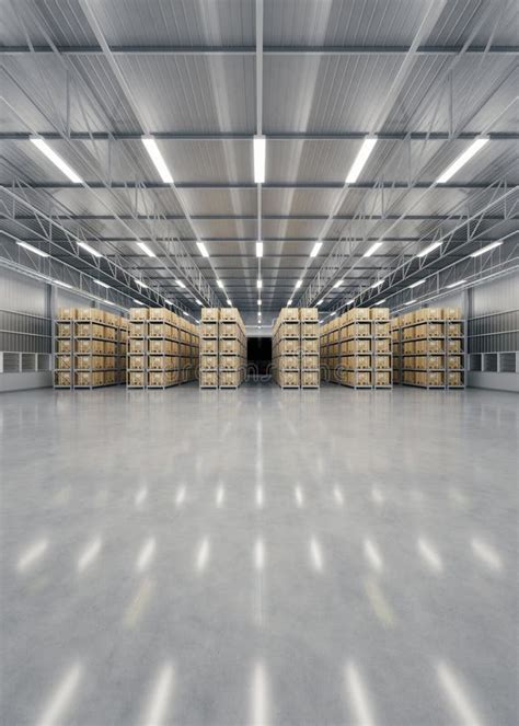 3d Rendering Of Warehouse And Concrete Floor Suit For Industrial Background Stock Illustration