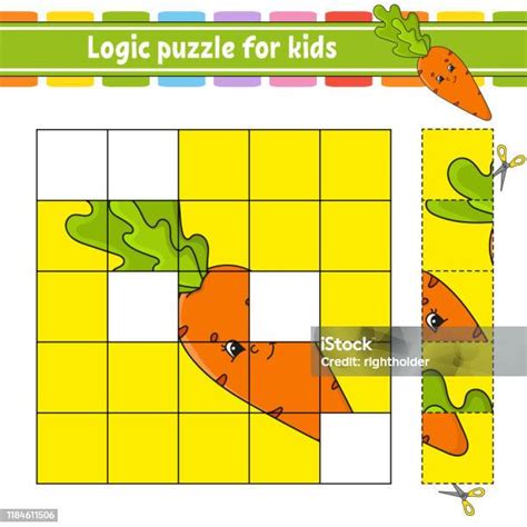 아이들을위한 논리 퍼즐 교육 개발 워크 시트 아이들을위한 게임을 학습 활동 페이지 유아용 유치원 수수께끼 귀여운 만화 스타일의 간단한 평면 고립 벡터 일러스트 0명에 대한