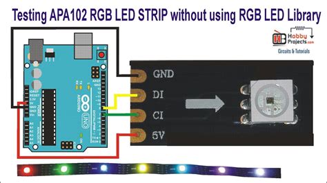 testing apa102 rgb led strip without using rgb led library youtube