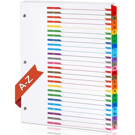 Alphabet Binder Dividers For 3 Ring Binder Coidea A Z