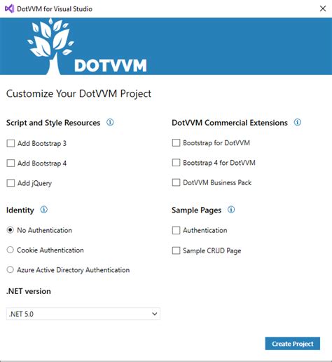 Create A New Project Dotvvm Documentation