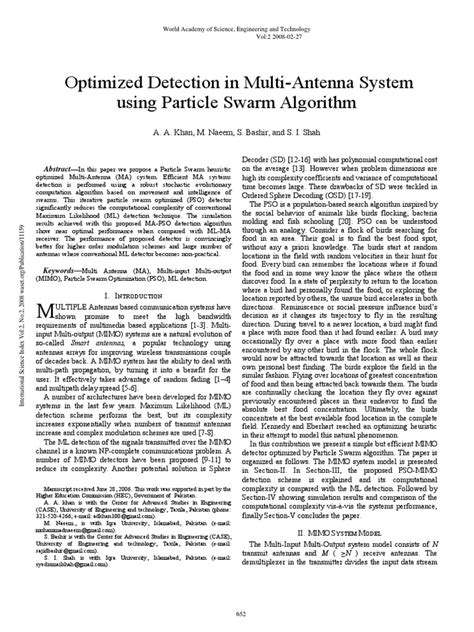 Optimized Detection In Multi Antenna System Using Particle Swarm